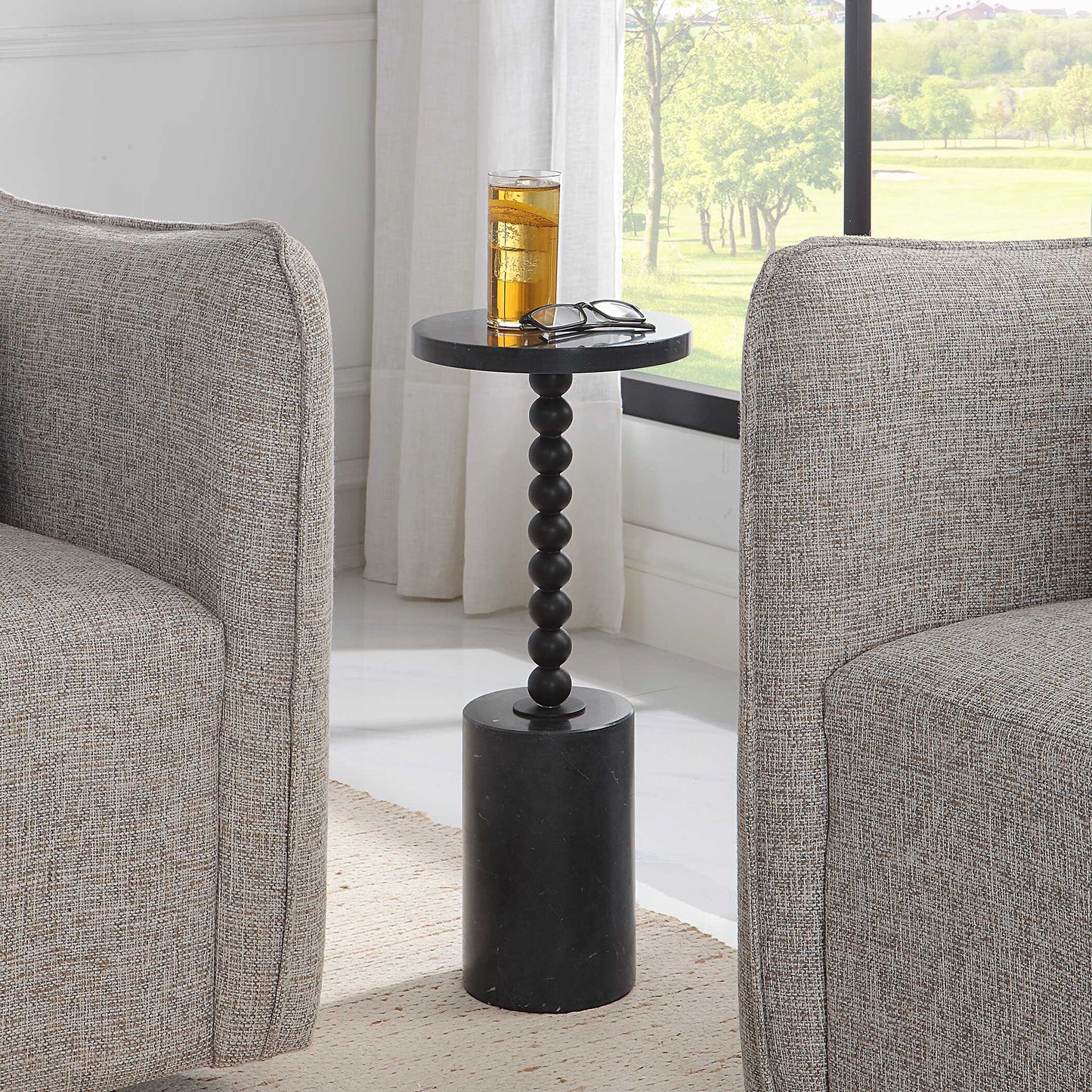 Uttermost Bead Black Marble Drink Table – Outrageous Interiors and Design