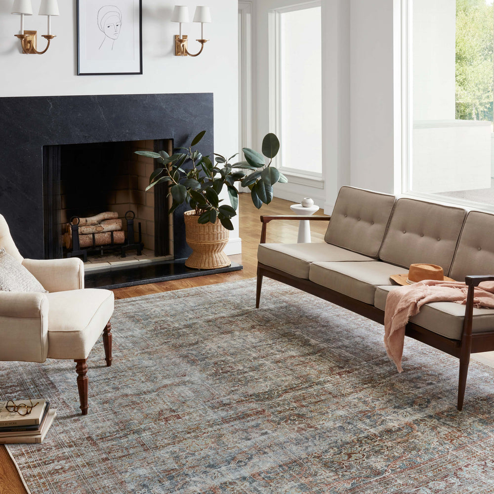 Chris Loves Julia x Loloi Jules Lagoon / Brick 8'-6" x 11'-6" Area Rug ...