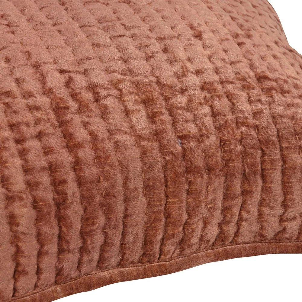 Bari Velvet Terra Cotta King Quilt Set – 4pc with Hand Quilting ...