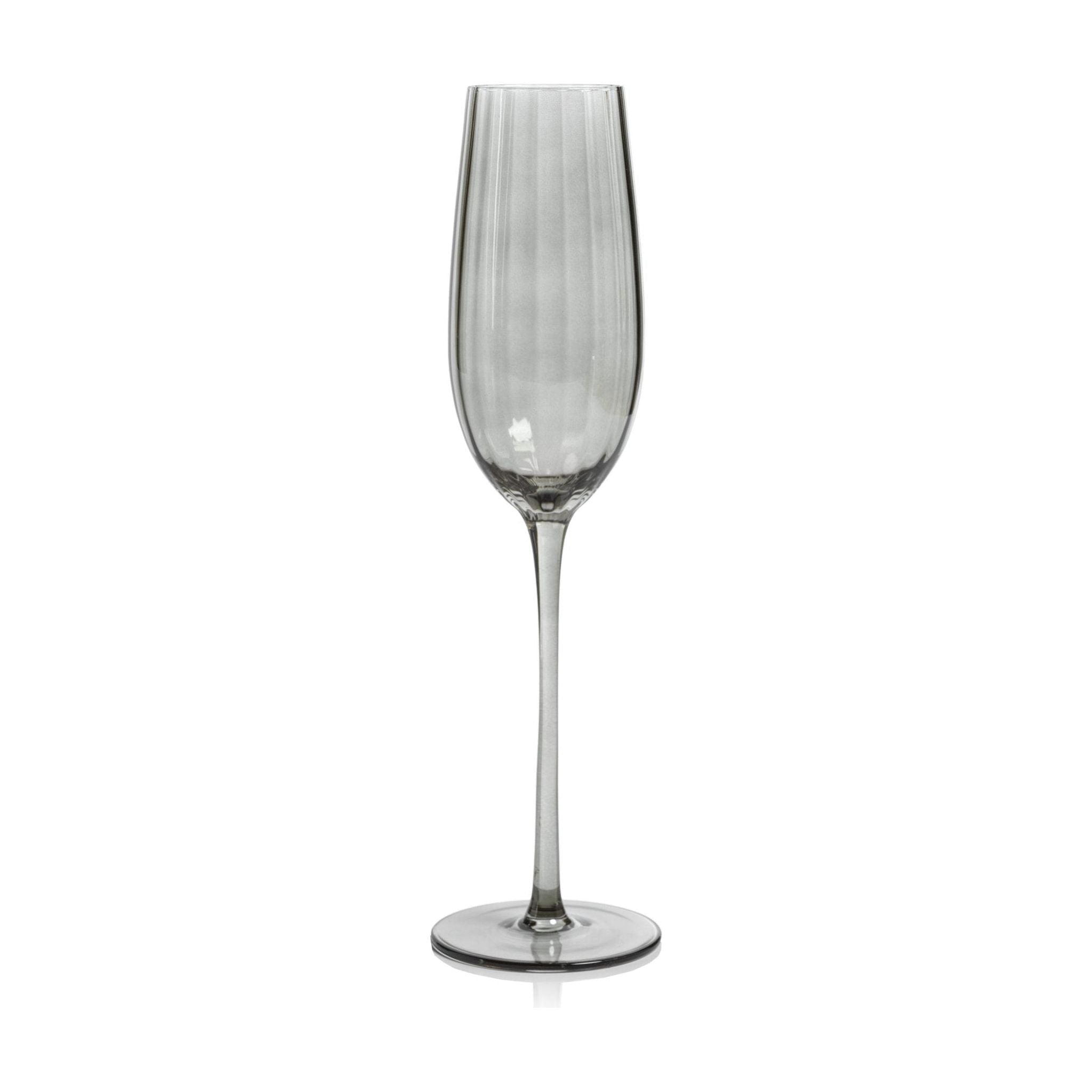 Madeleine Optic Champagne Flute Smoke Glass - Set of 4 – Outrageous ...