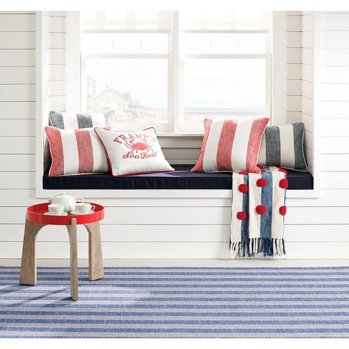 Helmsman Dot Blue Throw – Nautical Cotton Throw with Red Accents ...