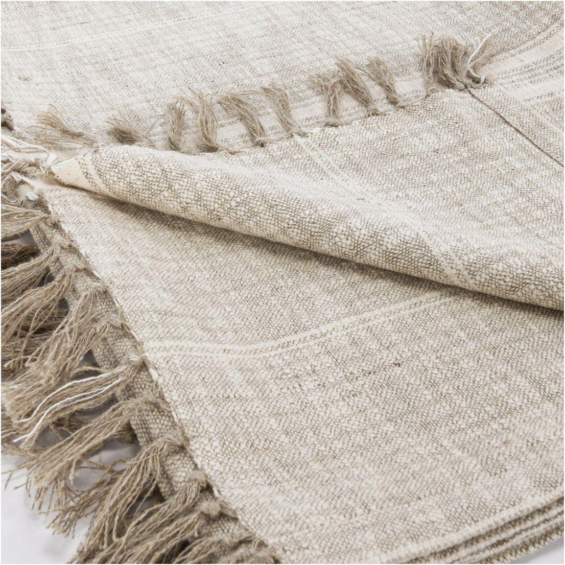 Ria Throw Blanket – 50x70 Natural/Ivory Stripe with Fringe – Outrageous ...